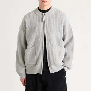 FRIZMWORKS Wool Deck Zip Cardigan - Light Gray