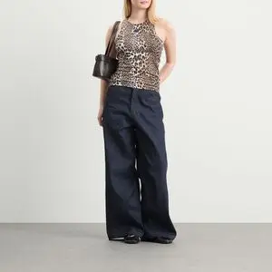 GANNI Rib Tank Top - Leopard