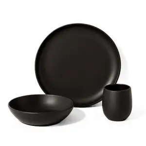 GHARYAN STONEWARE Gourmet Breakfast Dishes - Matte Black