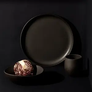 GHARYAN STONEWARE Gourmet Breakfast Dishes - Matte Black