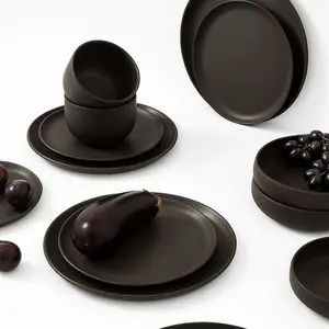 GHARYAN STONEWARE Le Gourmand Dinnerware Set - Matte Black