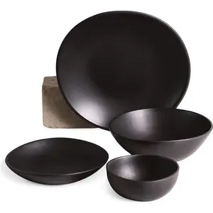 GHARYAN STONEWARE Organic Shaped Dinnerware Dadasi - Matte Black