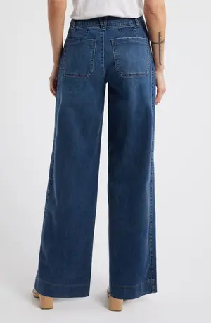 Wit & Wisdom Patch Pocket High Waist Wide Leg Jeans