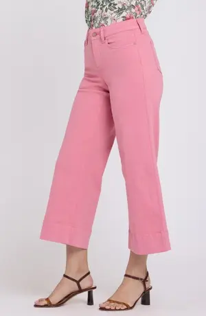 NYDJ Teresa High Waist Wide Leg Ankle Jeans - Desert Rose