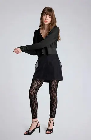 KENNETH COLE COLLECTION Crop Sheer Saddle Shoulder Cardigan