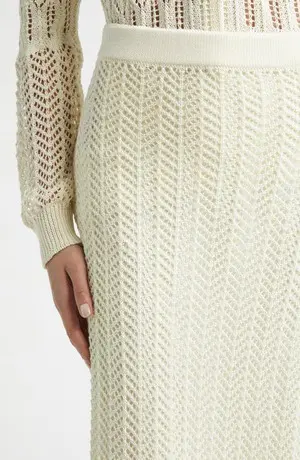 JIL SANDER Cotton Pointelle Midi Skirt - Eggshell