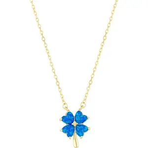 SPERO LONDON Opal Four Leaf Clover Sterling Necklace - Gold