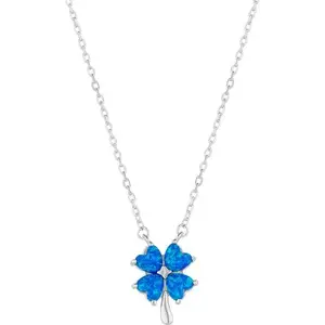 SPERO LONDON Opal Four Leaf Clover Sterling Necklace - Silver