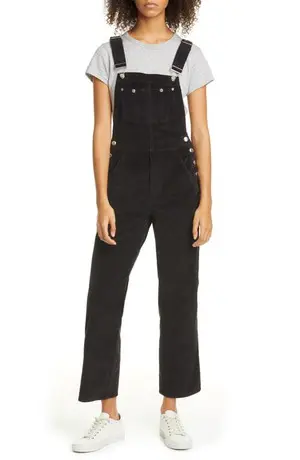 Rag & Bone Ruth Straight Leg Corduroy Overalls - Black
