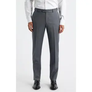 Berle Super 120s Wool Flat Front Dress Pants - Medium Grey
