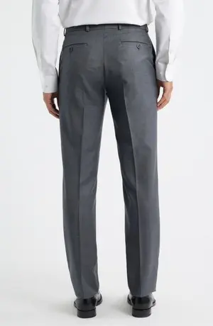 Berle Super 120s Wool Flat Front Dress Pants - Medium Grey