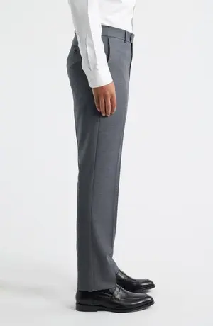 Berle Super 120s Wool Flat Front Dress Pants - Medium Grey