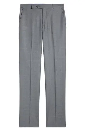 Berle Super 120s Wool Flat Front Dress Pants - Medium Grey