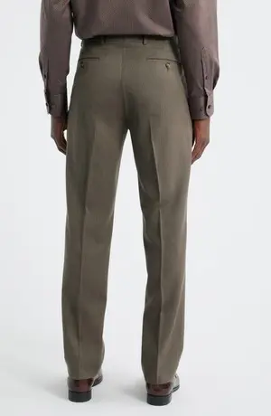 Berle Covert Flat Front Wool Twill Dress Pants