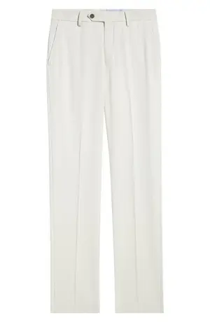 Berle Flat Front Worsted Wool Gabardine Trousers - Stone