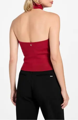Guess Minara Rhinestone Turtleneck Halter Sweater - Red