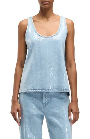 SEVEN Sequin Denim Tank
