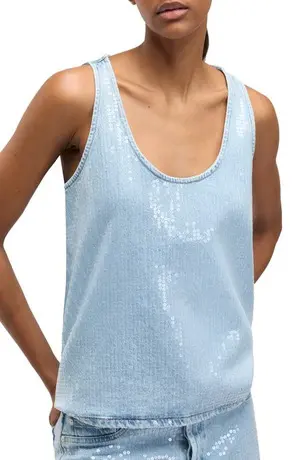 SEVEN Sequin Denim Tank