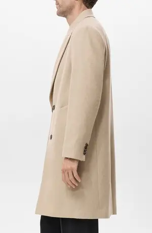 Mango Long Double Breasted Wool Blend Coat