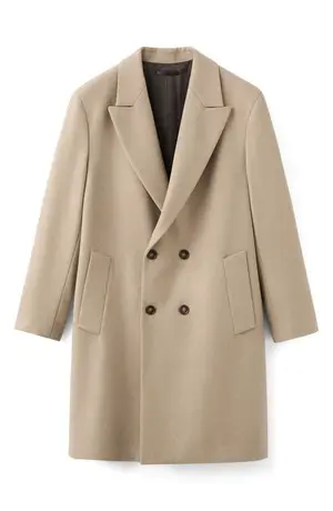 Mango Long Double Breasted Wool Blend Coat