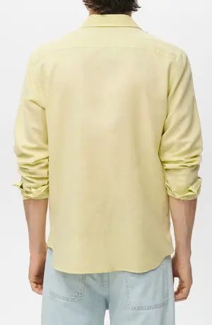 Mango Linen & Cotton Blend Button-up Shirt - Neon Yellow