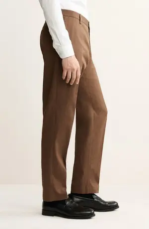 Mango Regular Fit Pleated Stretch Cotton Trousers
