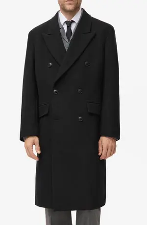 Mango Long Double Breasted Wool Blend Coat