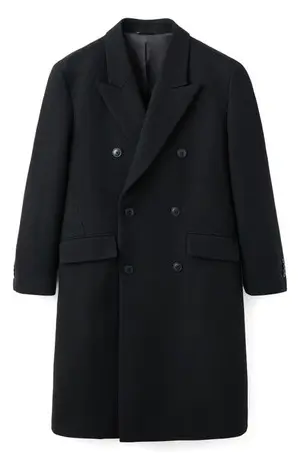 Mango Long Double Breasted Wool Blend Coat