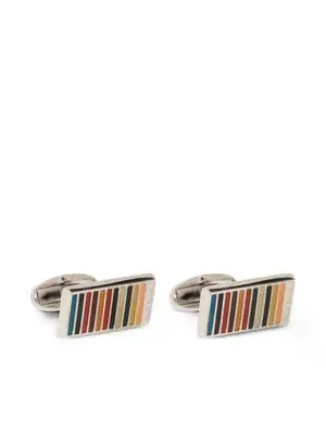 Paul Smith Striped Cufflinks - Silver