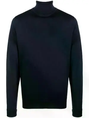 John Smedley Merino Wool Roll-neck Jumper - Blue