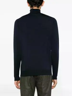 John Smedley Merino Wool Roll-neck Jumper - Blue