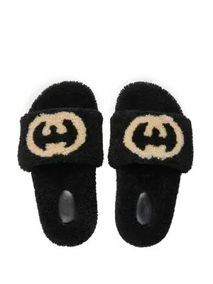 Gucci Interlocking G Shearling Slides