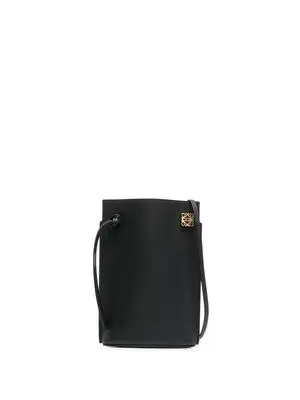 Loewe Leather Crossbody Bag With Logo - Black