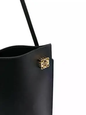 Loewe Leather Crossbody Bag With Logo - Black