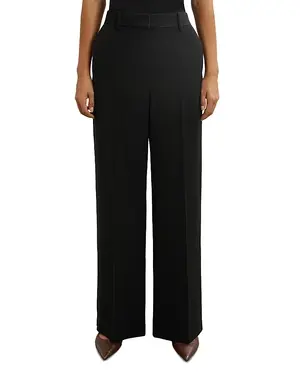 REISS Margeaux Wide Leg Trousers - Black