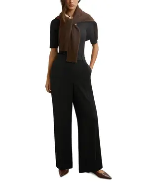 REISS Margeaux Wide Leg Trousers - Black