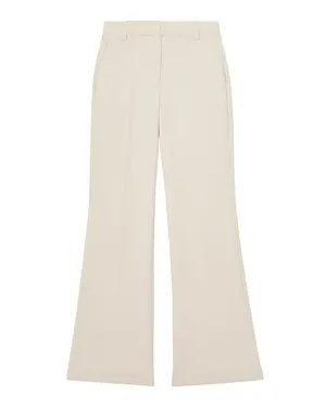 REISS Leona Hardware Flare Trousers - Cream