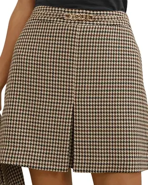 REISS Beatrix Mini Skirt - Neutral Chocolate