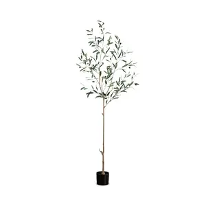 NEARLY NATURAL 6' Artificial Slim Minimalist Olive Tree - Green