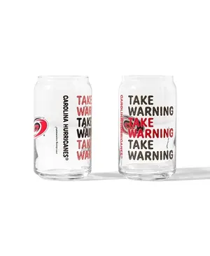 UNCOMMON GOODS Nhl Show Your Spirit! Can-shaped Glass, Set Of 2 - Carolina Hurricanes