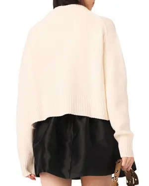 Maje Wool & Cashmere Boxy Sweater - Ecru