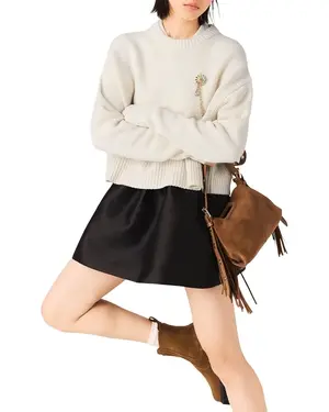 Maje Wool & Cashmere Boxy Sweater - Ecru