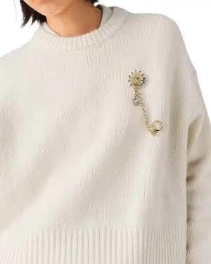 Maje Wool & Cashmere Boxy Sweater - Ecru
