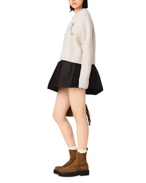 Maje Wool & Cashmere Boxy Sweater - Ecru