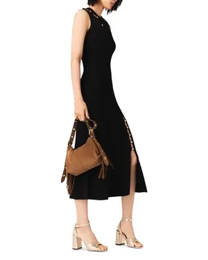 Maje Cutaway Ribbed Dress