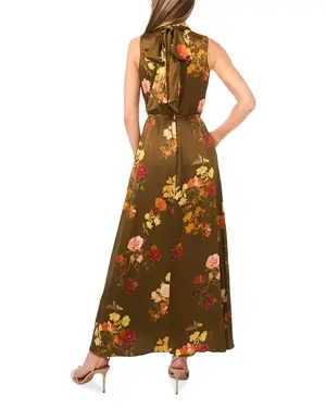 Ted Baker London Sleeveless Maxi Dress With Bow Tie Neck - Nutria