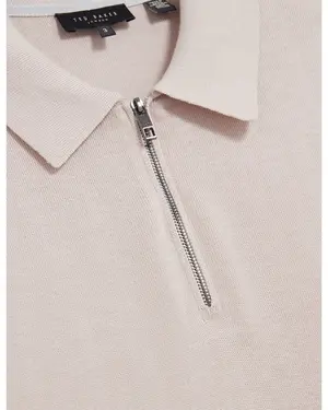 Ted Baker London Givrans Quarter Zip Polo Shirt - Ecru