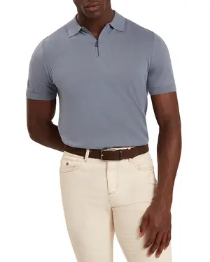 Ted Baker London Givrans Quarter Zip Polo Shirt - Teal-blue