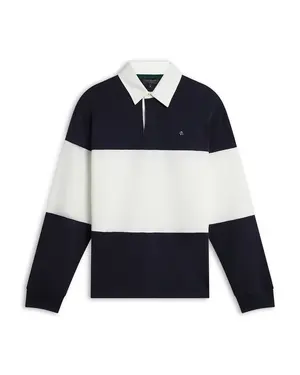 Ted Baker London Traviss Panelled Long Sleeve Rugby Shirt - Navy