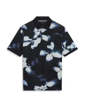 Ted Baker London Longbri Short Sleeve Floral Polo Shirt - Navy